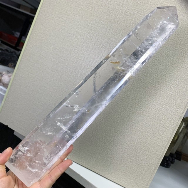 Natural white crystal pillars, raw stone polished large pillars, multi ...