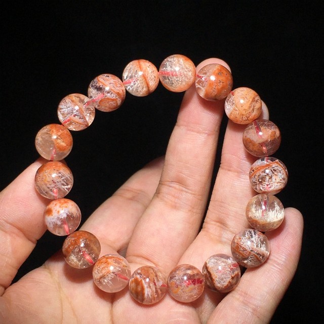 Natural cherry blossom pink ghost bracelet snowflake filament mica ...