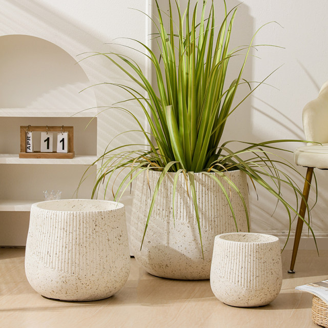Light luxury and high-end cement flower pot for home living room floor ...
