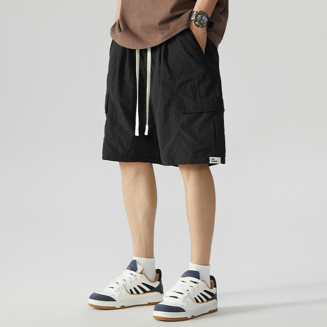 Ice silk quick-drying work shorts for men's trendy fat men straight ...