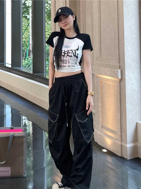 Pinsell, navel tight short T -shirt female short -sleeved summer high ...