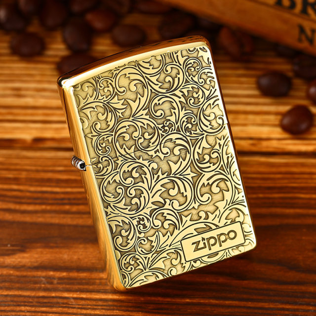 Kerosene lighter zippo genuine windproof Zippo copper armor engraved ...