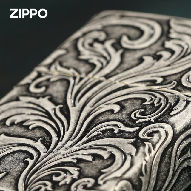 Coal lighter Zippo genuine windproof windproof ancient silver etching ...