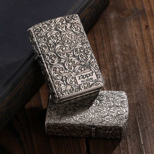 Coal oil lighter Zippo genuine windproof wind -made silver armor ...