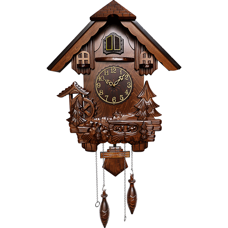 Hanshi Creative Solid Wood Cuckoo Wall Clock Light Controlled Time ...