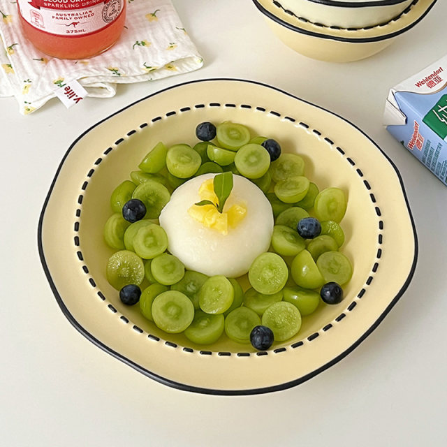 Mooney ins comic style tableware cream fruit plate deep dish salad ...