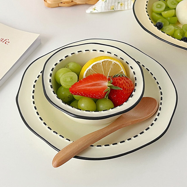 Mooney ins comic style tableware cream fruit plate deep dish salad ...