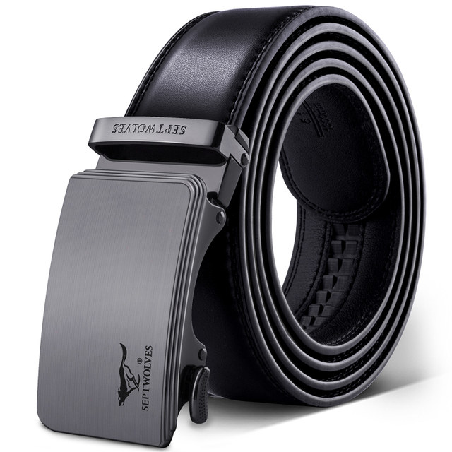 Septwolves men's leather belt simple casual cowhide middle-aged fashion ...