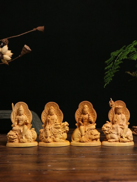 Bulze woodcarving Buddha statue of the four major bodhisattva solid ...