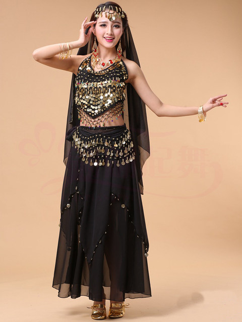 White belly dance performance costumes for women, black Indian dance ...