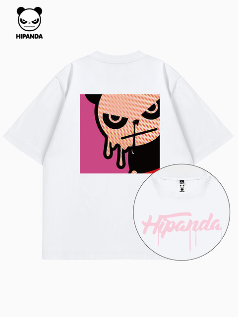 Hipanda Hello Panda couple fashion high street oversize pure cotton short-sleeved 2024 summer ...
