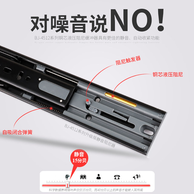 Damping Silent Three-Section Rail Self-Priming Buffer Slide Cabinet ...