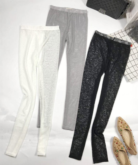Korean leggings for outer wear summer thin translucent lace elastic ...