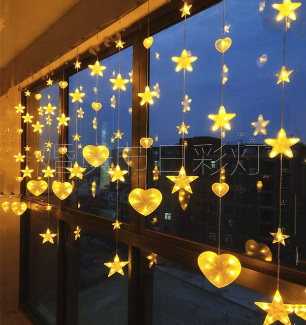led star lights curtains balcony bedroom room layout female decoration ...