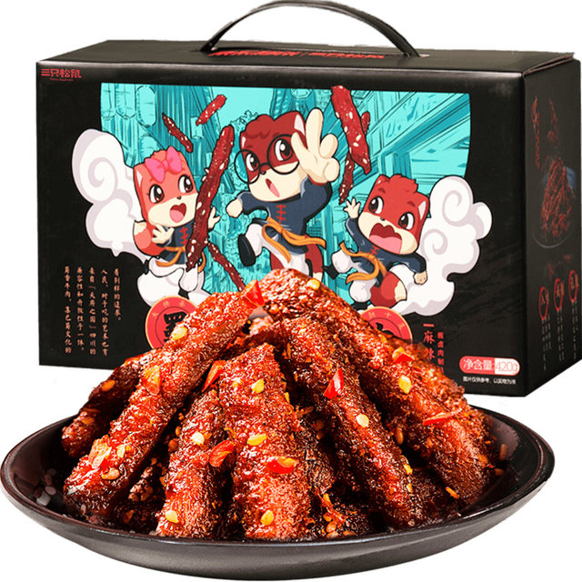 Three Squirrels spicy Shu-flavored beef mass-market package 420g beef ...