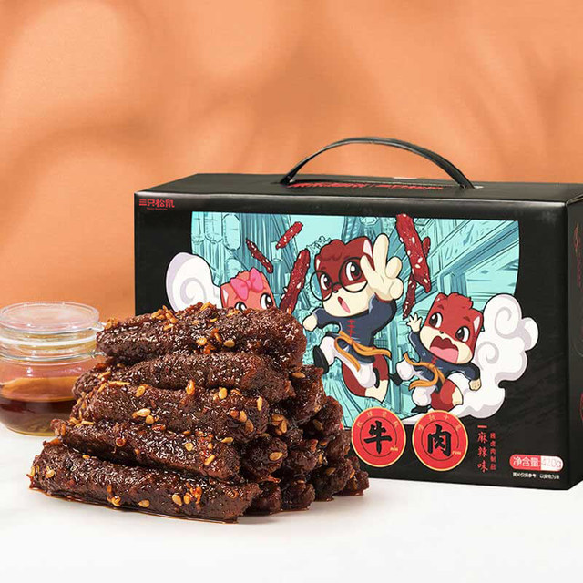 Three Squirrels spicy Shu-flavored beef mass-market package 420g beef ...