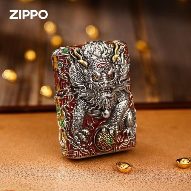 zippo lighter genuine original ancient silver case luminous smart ...