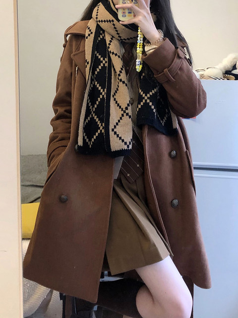 Uniforms after school/double -breasted wool coat/Marad thick woolen ...