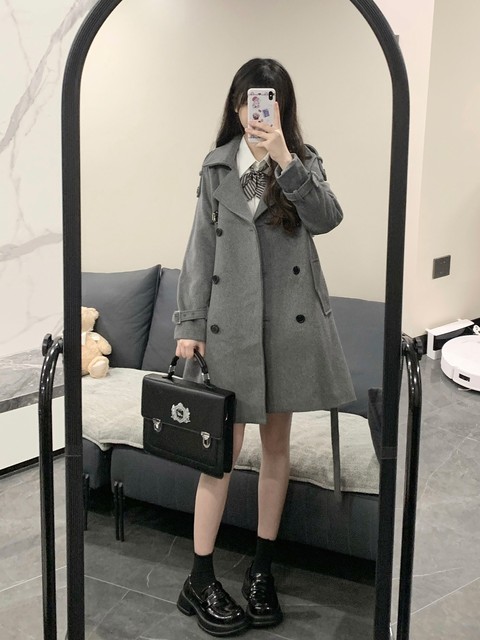 Uniforms after school/double -breasted wool coat/Marad thick woolen ...