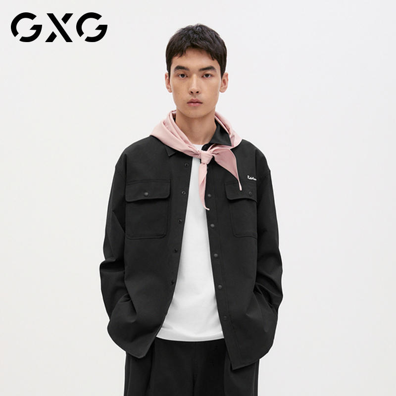 GXG男装双色坑条面料宽松外穿式长袖衬衫外套男上衣2024秋季新款-淘宝网