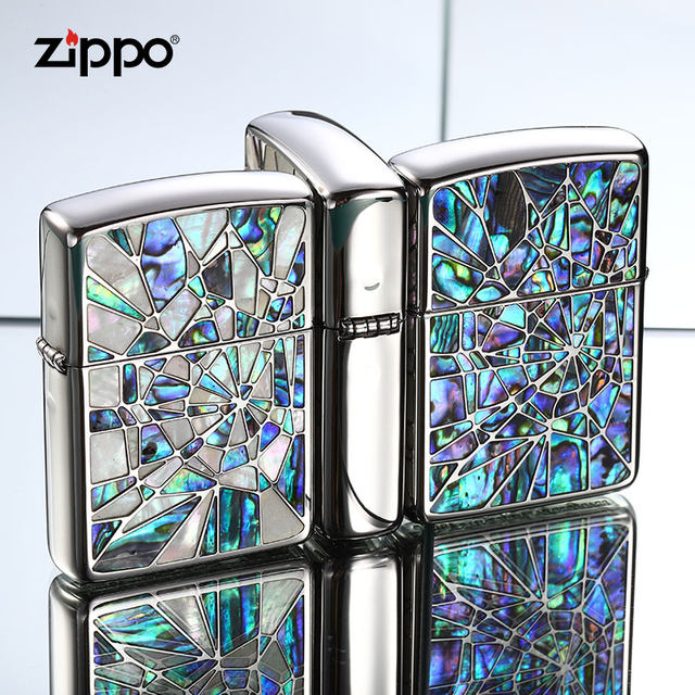 Zippo lighter double-sided colored shell inlaid with one net love-shen ...