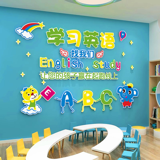 Children's English training institution classroom culture wall ...