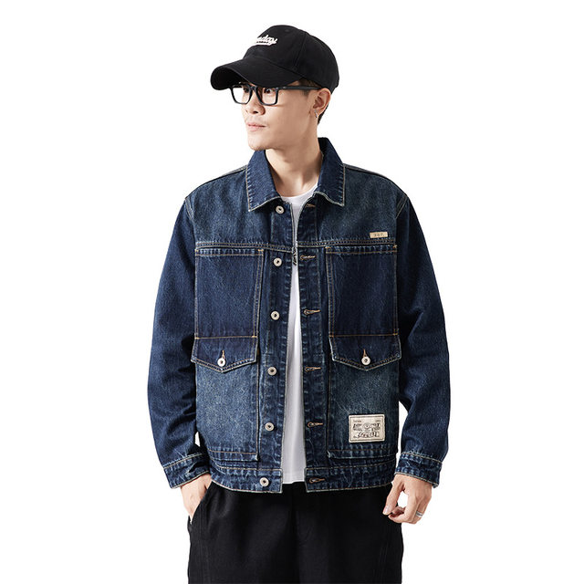 Spring and Autumn Workwear Denim Jacket Men's Plus Size Extra Size ...