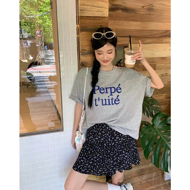 Co-branded trendy brand pure cotton short-sleeved T-shirt for women's summer couple's design ...