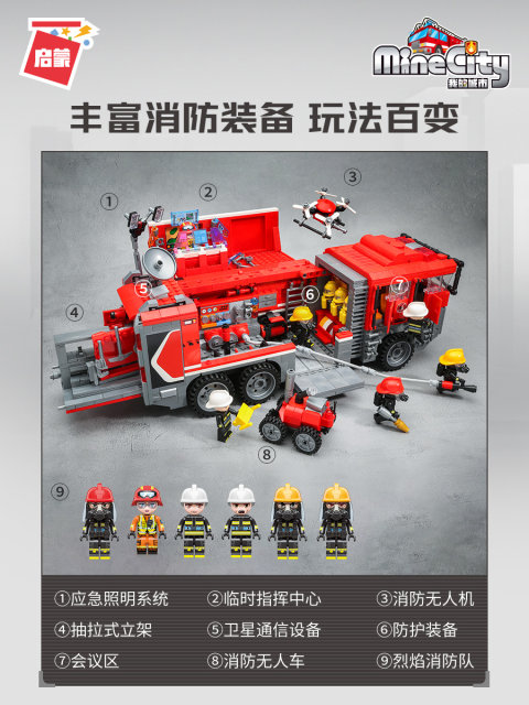 Enlightenment Building Blocks Flame Pioneer Fire Command Vehicle Ladder ...