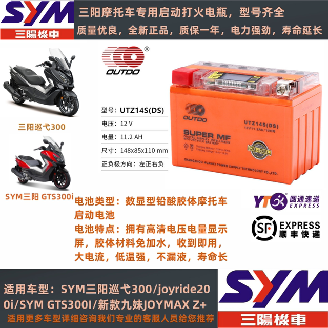 Sanyang Fit 3/4/5 Patrol 150/300TL500 Jiumei Z300 motorcycle battery ...