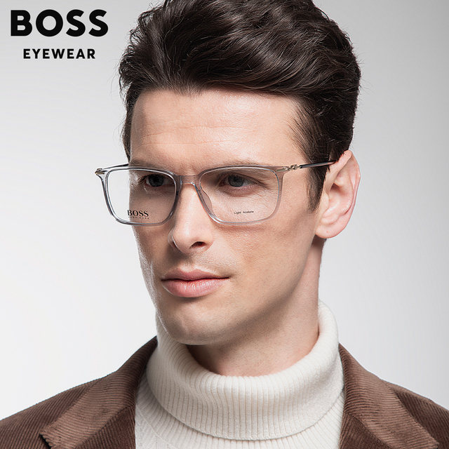 BOSS men's glasses frame classic black frame business square frame commuter plate frame can be ...
