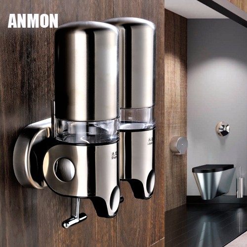 Hotel Bathroom Stainless Steel Wall-Mounted Shower Gel & Hand Sanitizer ...