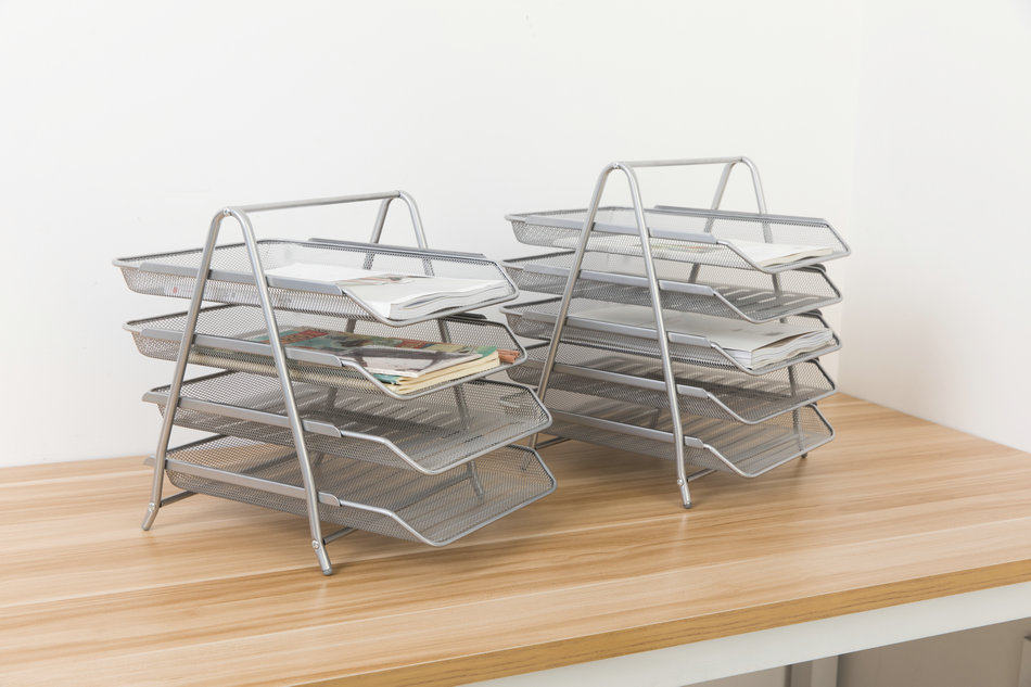 Assembled multi-layer file rack export Fashion Minimalist metal grid ...