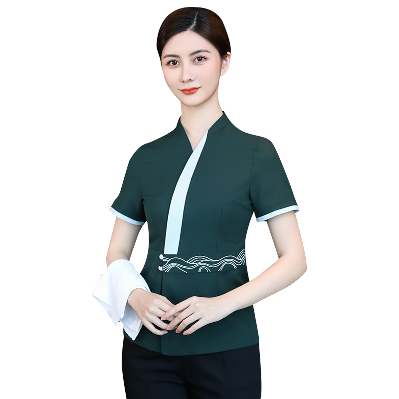 Polyester Housekeeping Uniform - Short Sleeve Hotel Room Cleaner Workwear