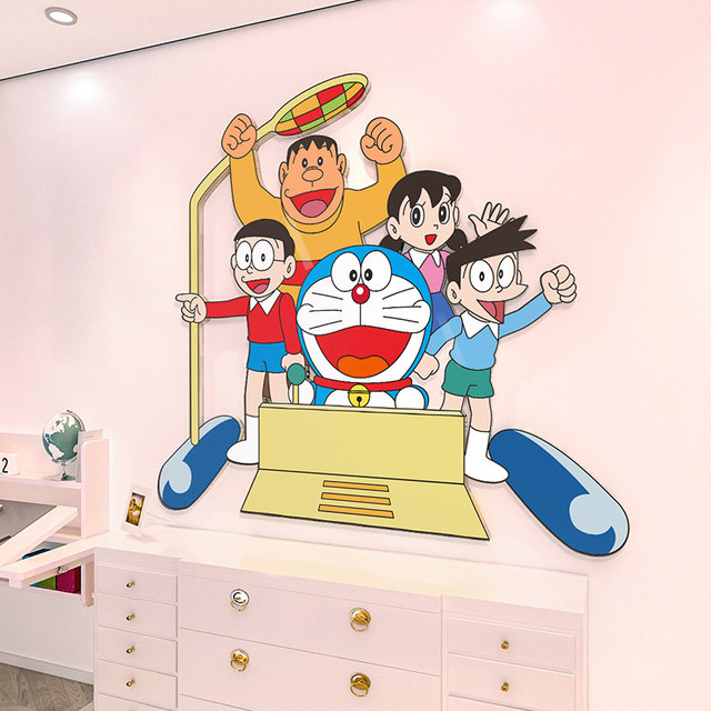 Children's room layout cartoon Doraemon 3D three-dimensional wall ...