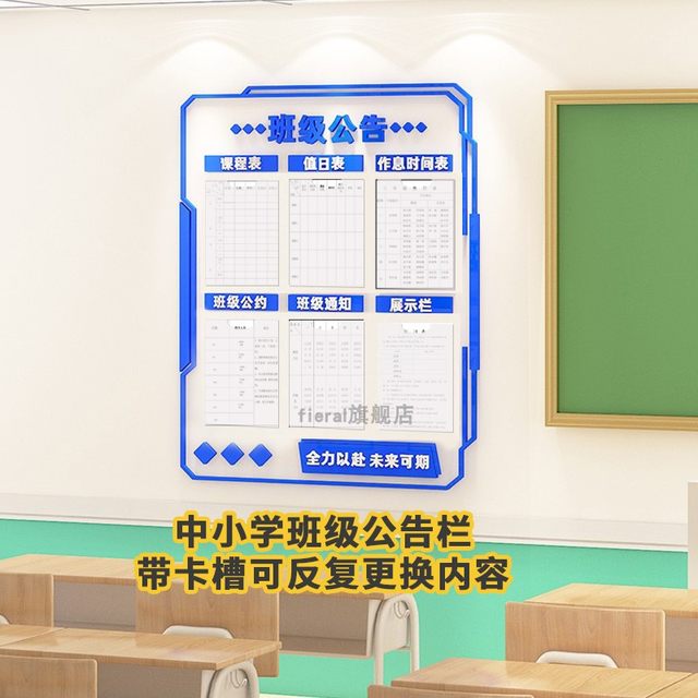 Classroom layout decoration class column wall sticker 3D three ...