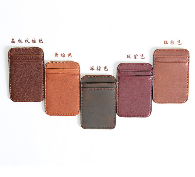 Men's mini ultra-thin genuine leather card holder with multiple card ...