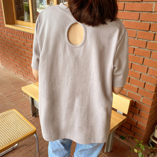 T245 Korean women's new style 2024 summer women's short-sleeved double-sided cotton simple back ...