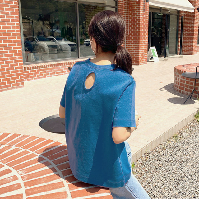 T245 Korean women's new style 2024 summer women's short-sleeved double-sided cotton simple back ...