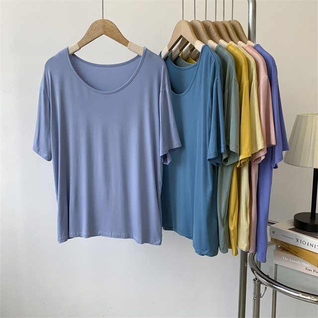 Homemade 14-color modal round neck T-shirt for women with thin ...