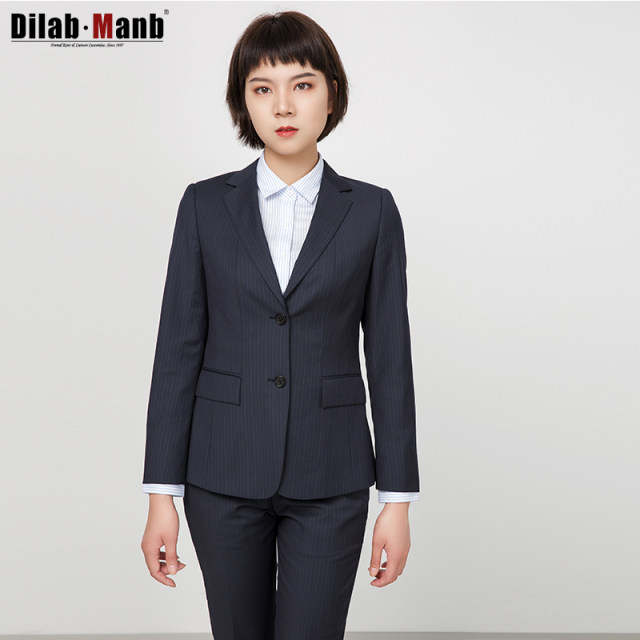 Di Meng suit jacket women's professional wear navy striped national ...