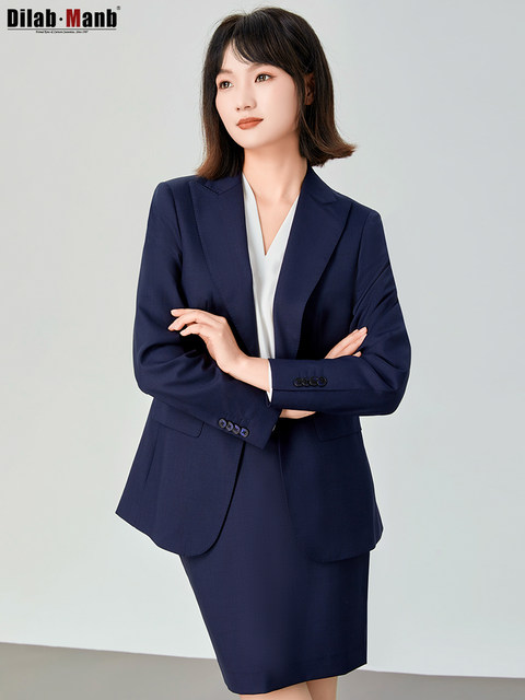 Dimeng suit women's suit sapphire blue spring and autumn interview suit ...