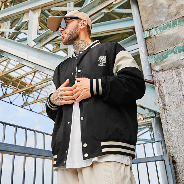 Weaver Spring and Autumn Extra Large Size Loose Baseball Collar Jacket ...