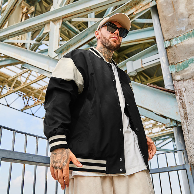 Weaver Spring and Autumn Extra Large Size Loose Baseball Collar Jacket ...