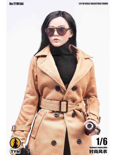 Spot 1/6 soldiers, men and women, fashion concise trench coat TYM144 ...