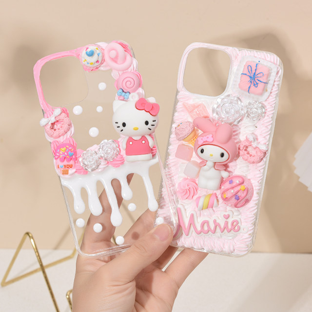 Cartoon diy cream glue mobile phone case material package complete set ...
