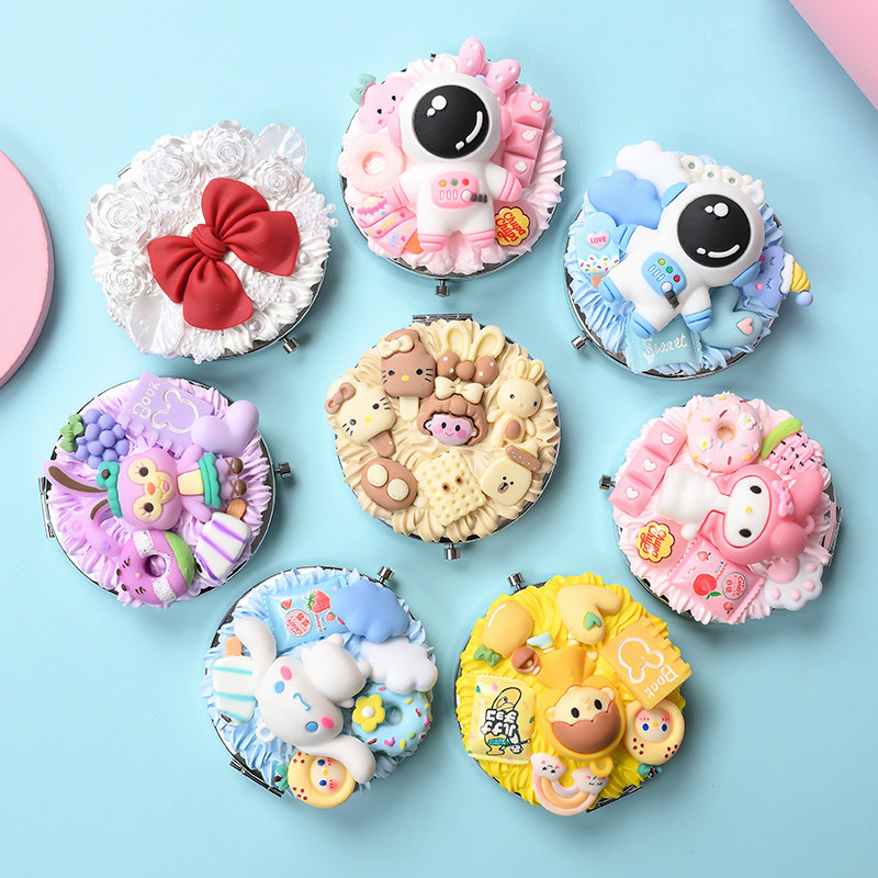 New folding portable metal makeup small mirror diy cream glue mirror ...