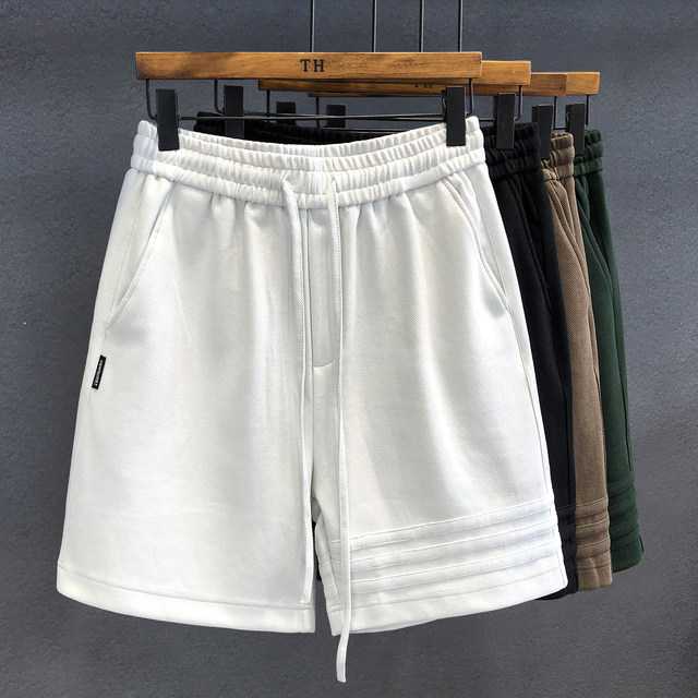 Three-stripe design high-end heavyweight sports casual shorts men's ...