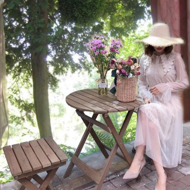 Balcony small round table and chairs small household modern minimalist ...