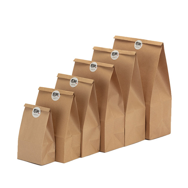Kraft paper bag, food-grade take-out oil-proof disposable packaging bag ...